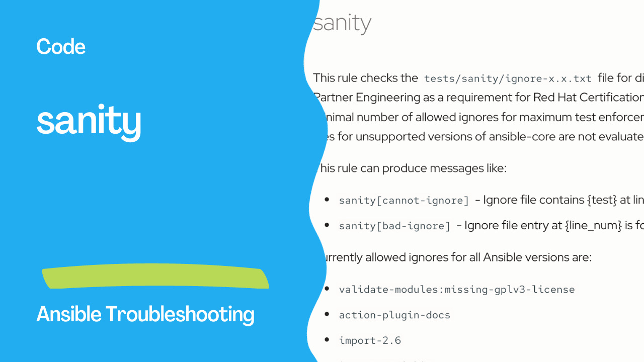 Ansible troubleshooting - Error sanity Ansible troubleshooting - Error sanity